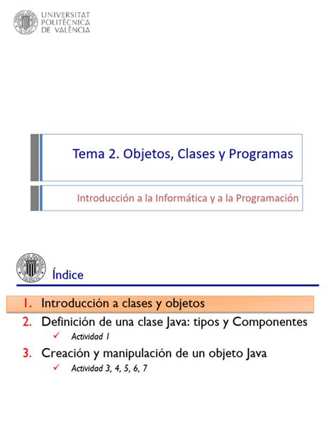 Tema 2 Objetos Clases Y Programas Pdf Objeto Informática