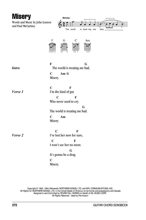 Misery By The Beatles Guitar Chords Lyrics Guitar Instructor