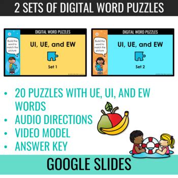 UE, UI, and EW - Digital Word Puzzles | Distance Learning | Google Slides