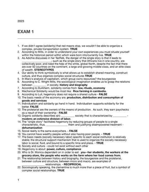 Soc Exam 1 Practice Question On Sociology Exam 1 2023 Exam 1 If We Didnt Agree Solidarity