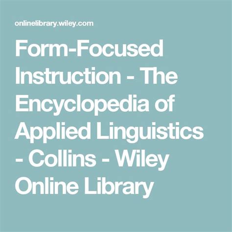 Effective Form Focused Instruction For Language Learning