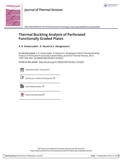 Pdf Thermal Buckling Analysis Of Perforated Functionally Graded Plates