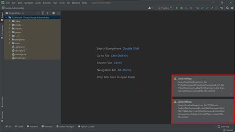 Python PyCharm Cannot Load Settings From File Error Stack Overflow