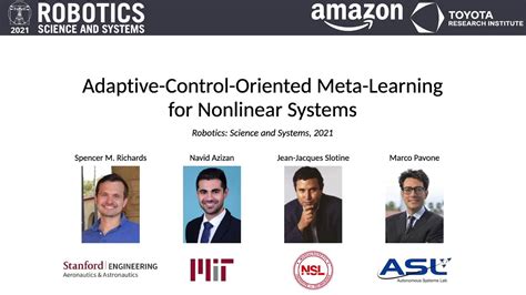 Rss 2021 Spotlight Talk 60 Adaptive Control Oriented Meta Learning For Nonlinear Systems Youtube