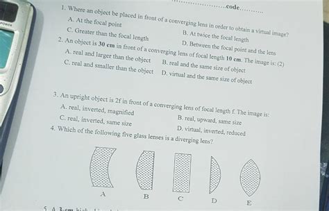 solved 1 where an object be placed in front of a converging