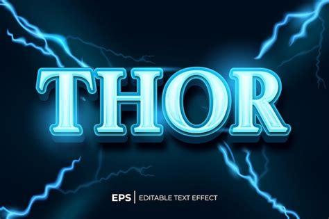 Premium Vector A Blue Lightning Strike With The Word Thor On It