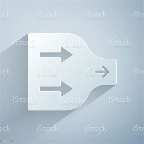 회색 배경에 격리된 용지 컷 화살표 아이콘입니다 방향 화살표 머리 기호입니다 탐색 포인터 기호입니다 종이 아트 스타일 벡터 3