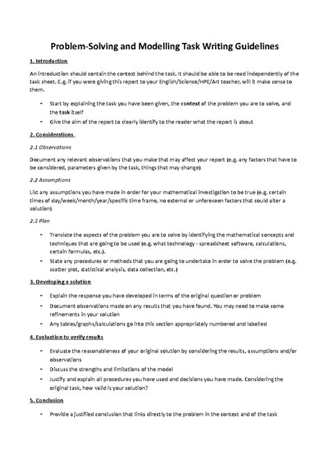 Psmt Writing Guidelines Problem Solving And Modelling Task Writing Guidelines 1 Introduction