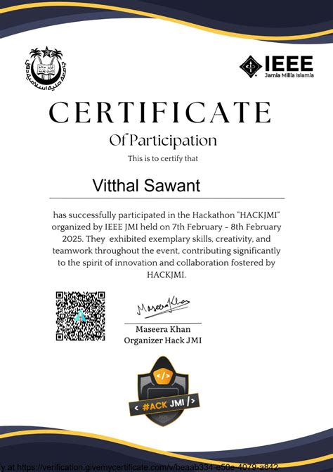 Hackathon Innovation Teamwork Ieeejmi Hackjmi Vitthal Sawant