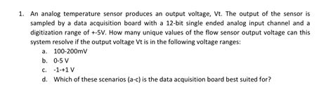 Solved An Analog Temperature Sensor Produces An Output Chegg