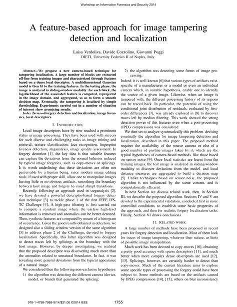 pdf a feature based approach for image tampering detection and