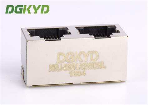 Shield Tab Up 2 Port Rj45 Pcb Connector Without Transformer For Surveillance Cameras