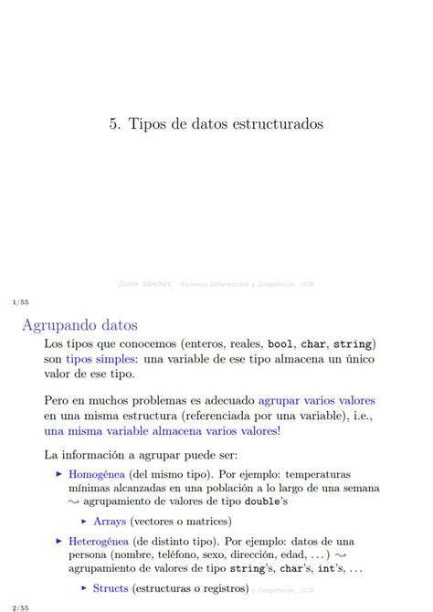 Pdf De Programación 5 Tipos De Datos Estructurados