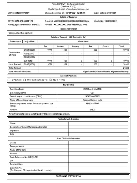 Gst Challan Download Free Pdf Payments Banking