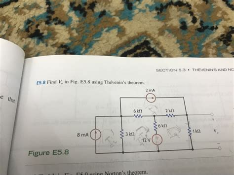 solved section 5 3 thevenin s and no e5 8 find v in fig