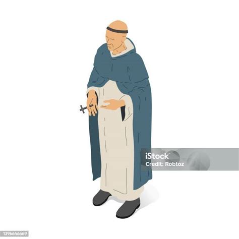 기독교 종교인 사제 또는 승려의 아이소메트릭 벡터 일러스트레이션 천주교에 대한 스톡 벡터 아트 및 기타 이미지 천주교 성자