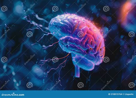 Stylized Digital Image Of A Glowing Human Brain With Neural Connections