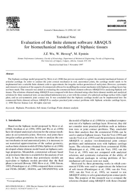 Pdf Evaluation Of The Finite Element Software Abaqus For