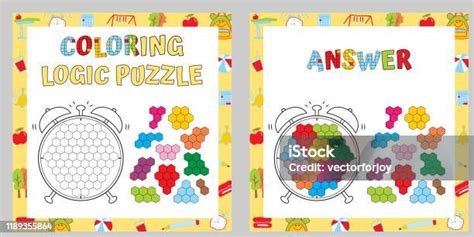 색칠 논리 퍼즐 교육 게임 미세 모터 기술 워크 시트 벡터 그림입니다 공부에 대한 스톡 벡터 아트 및 기타 이미지 공부