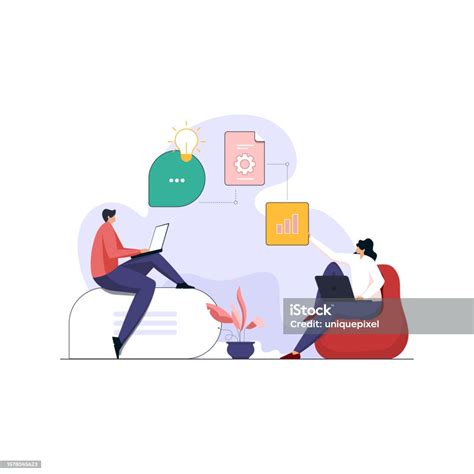 아이디어에서 실행 개념까지 마케팅 전략 또는 디지털 프로모션을 담당하는 소셜 미디어 관리자 개선에 대한 스톡 벡터 아트 및 기타 이미지 Istock