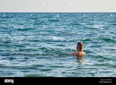 Man In The Sea Stock Photo Alamy