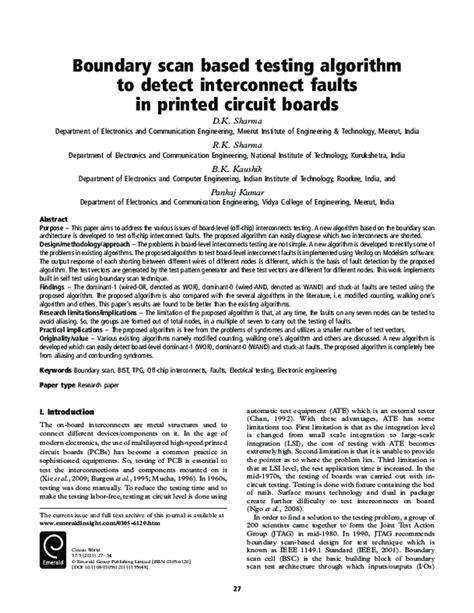 Pdf Boundary Scan Based Testing Algorithm To Detect Interconnect