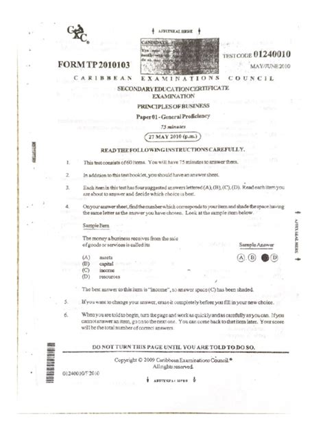 Csec Pob June 2010 P1 Pdf