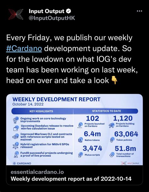 Weekly Dev Update Report Rcardano