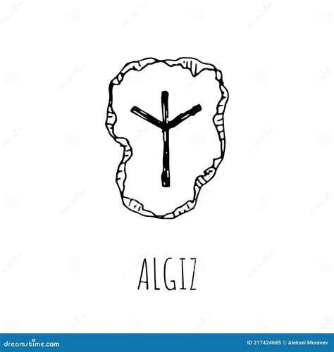 Algiz Rune Written On A Stone Vector Illustration Stock Vector
