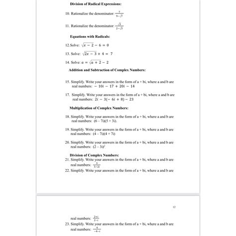 Solved Division Of Radical Expressions 10 ﻿rationalize The