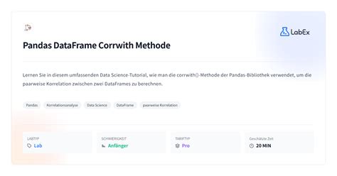 Pandas Korrelationsanalyse Data Science Tutorial Labex