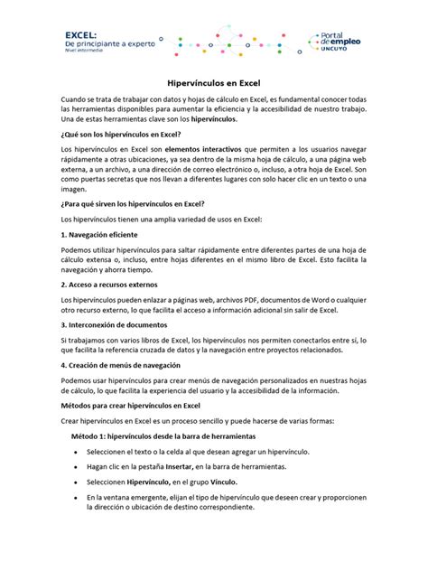 12 Hipervínculos En Excel Pdf Hipervínculo Microsoft Excel