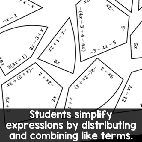 Valentines Day Math Simplifying Algebraic Expressions Puzzle Activity