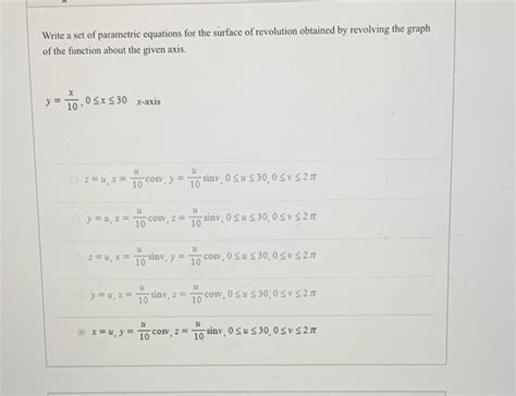 Solved Write A Set Of Parametric Equations For The Surface Chegg
