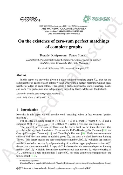pdf on the existence of zero sum perfect matchings of complete graphs
