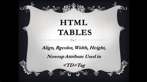 Html Table Example 6 Align Bgcolor Width And Height Attribute Used