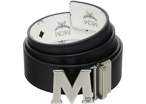 Mcm M Reversible Belt Visetos Antique Silver 175 White In Coated