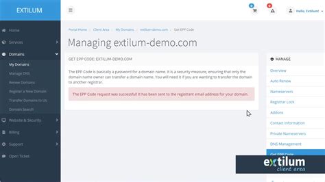 Get Domain Epp Code Client Area Extilum Knowledgebase
