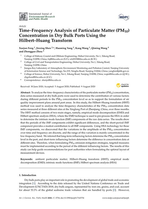 Time Frequency Analysis Of Particulate Matter Pm10 Concentration In