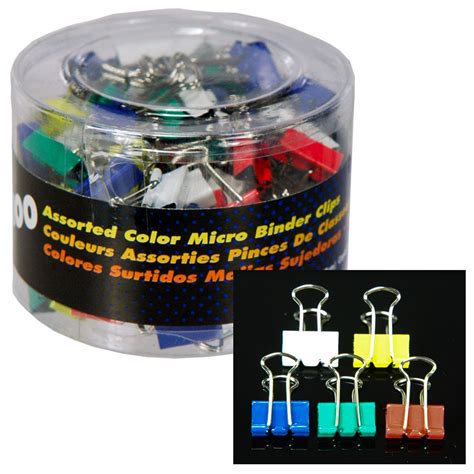 Officemate Oic 31023 Micro Binder Clips Assorted Colors Tub Of 100