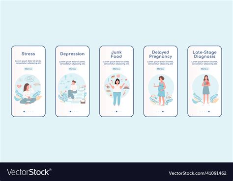 Women Problem Onboarding Mobile App Screen Flat Vector Image