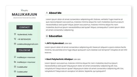 Resume By Using Html And Css