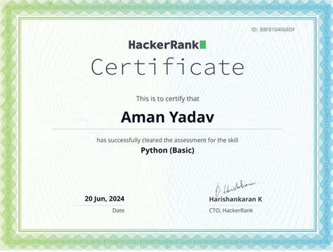aman yadav on linkedin python hackerrank skillup