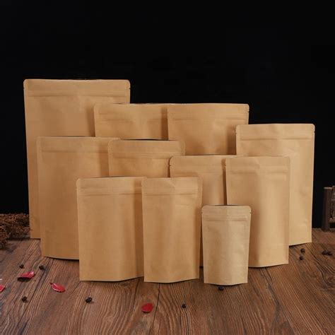 Kraft Paper Food Packaging Pouch With Zipper Seal