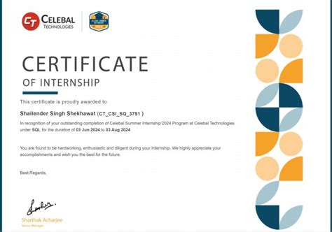 Shailender Singh Shekhawat On Linkedin Internship Celebaltechnologies
