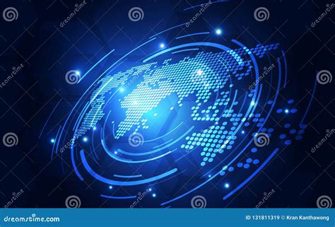 Digital Global Connection Concept Abstract World Map Network Cyber Technology Theme