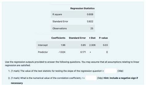 Solved Use The Regression Outputs Provided To Answer The Chegg