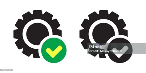 톱니바퀴 아이콘의 체크 표시 녹색 체크 벡터 아이콘이 있는 톱니바퀴 개념에 대한 스톡 벡터 아트 및 기타 이미지 개념 개념과 주제 고름 Istock