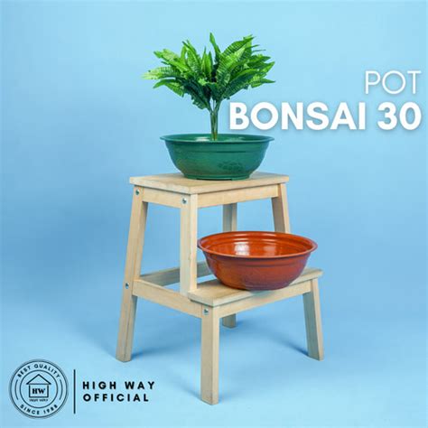 Jual High Way Pot Bonsai Bulat 30 Motif Batu Alam Tempat Tanaman