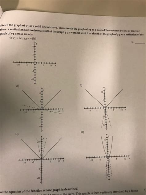Solved Sketch The Graph Of Y1 As A Solid Line Or Curve Then